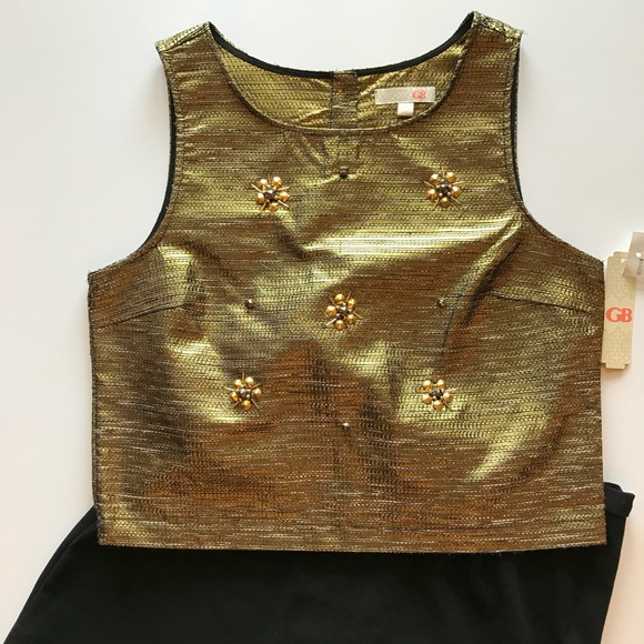 Gianni Bini | Tops | New Gianni Bini Gold Beaded Top Embellished Crop M ...